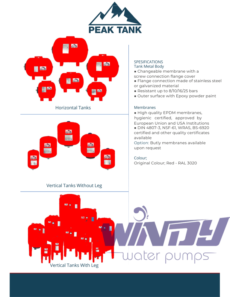 CATALOGUE BÌNH TÍCH ÁP PEAK TANK - Windy Việt Nam